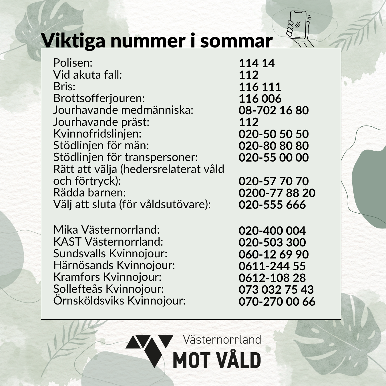 Viktiga nummer i sommar | Kommunförbundet Västernorrland